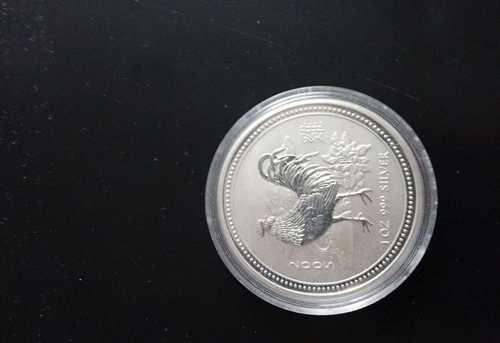 Монета лунар петух 2005, 1 унций 999 пробы