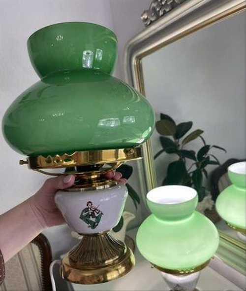 Лампа настольная ретро с зеленым плафоном