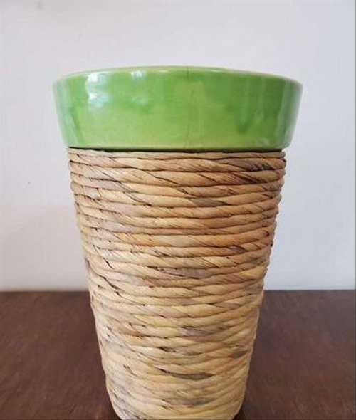 Горшок ваза керамика плетение