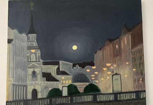Картина маслом на холсте. "Ночной Петербург"