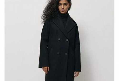 Пальто черное с поясом новое
