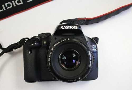 Фотоаппарат зеркальный Canon 550d + ef 50mm 1.8