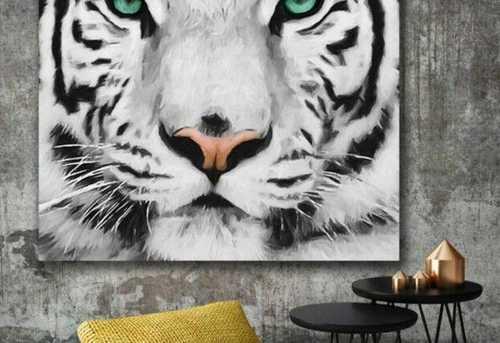 Картина маслом белый тигр