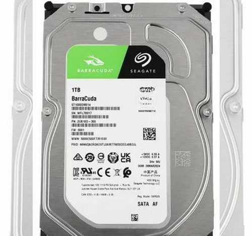 Жесткий диск Seagate Barracuda, 1тб, HDD, SATA III