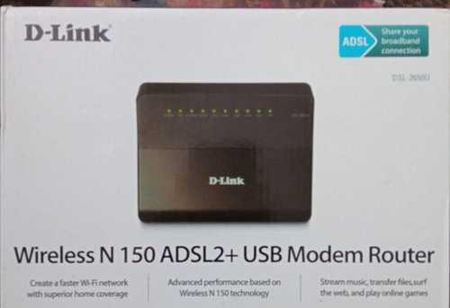 Wifi роутер DSL-2650U Wireless N150 adsl2+USB