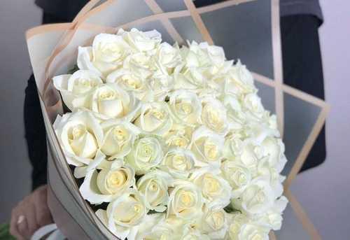 Цветы букеты 101 роза, белые розы. Цветы Самара