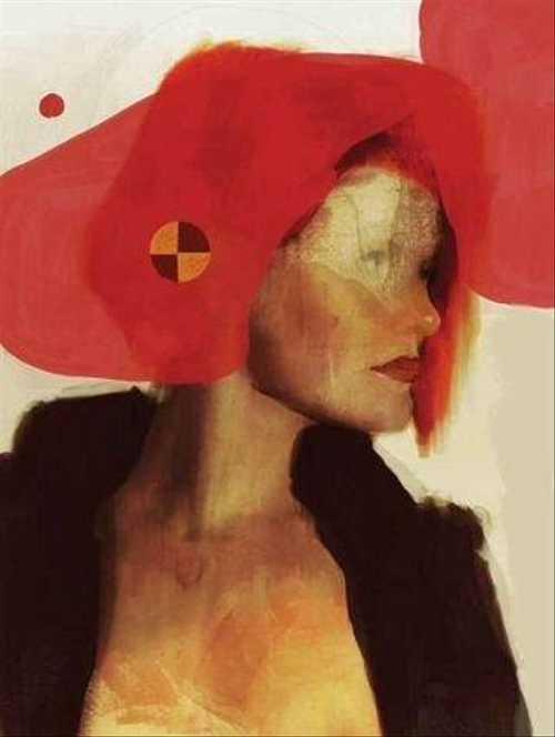 Итальянская картина Lady in Red. Фактурная штукату