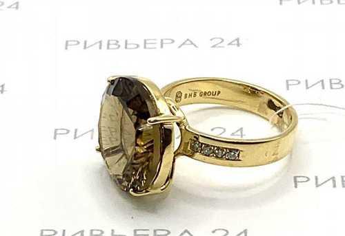 Золотое кольцо с бриллиантами и топазом 750 пробы