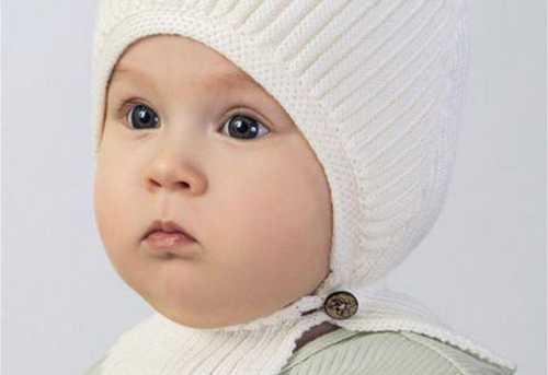 Шапка-шлем на пуговице для новорожденных