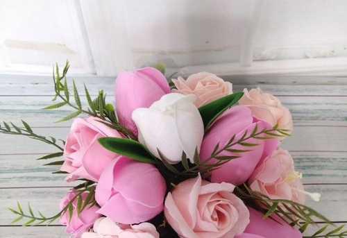 Букет из мыльных роз, тюльпанов к 8 марта