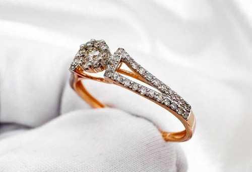 Золотое кольцо 585 с бриллиантами 1.40 гр