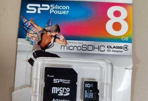 Карта памяти MicroSD hc silcon power 8 gb