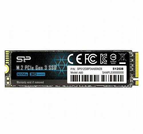 SSD 512Gb M.2 2280 Silicon Power A60 PCIe nvme