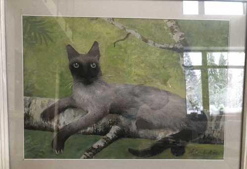 Картина кот на ветке