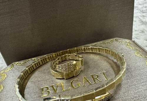 Золотой комплект Bvlgari браслет кольцо