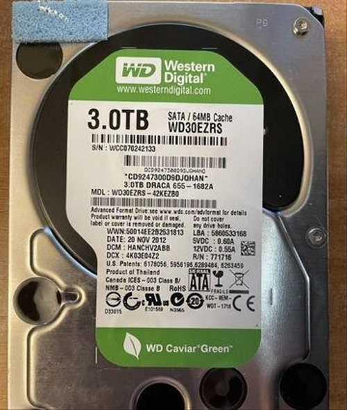 Жесткий диск HDD 3.5" WD Green 3TB