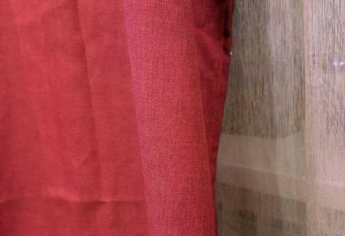 Шторы красные рогожка 4 штуки, новогодний текстиль