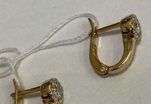 Золотые серьги с фианитами(ро153091)