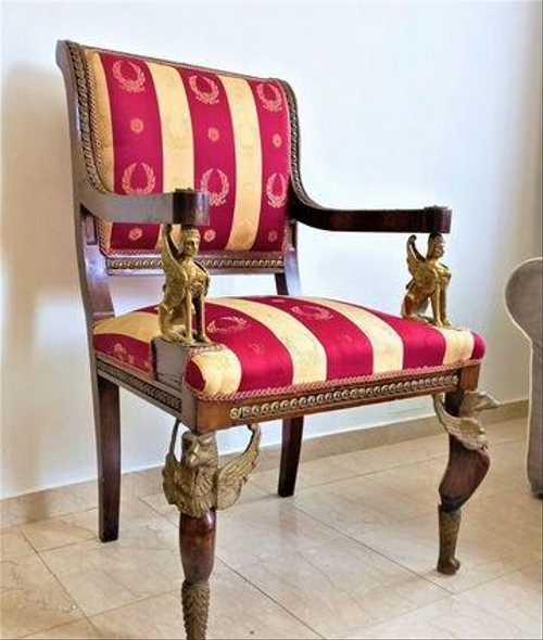 Антикварное кресло-трон 19 век