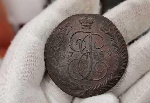 Монета пять копеек 1789 ам Екатерина II оригинал
