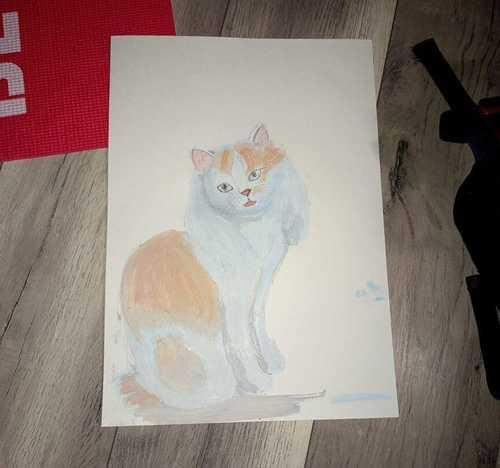 Рисунок кота на большом листе