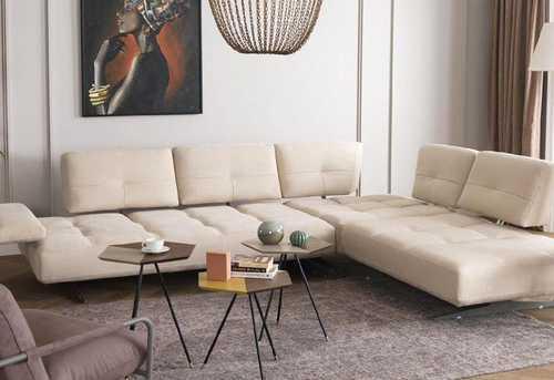 Угловой диван с раздвижной спинкой и подлокотникам