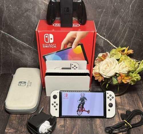 Nintendo Switch Oled прошитая  128gb белая