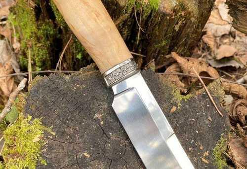 Нож Странник 95х18 карельская береза, Волк мельхио
