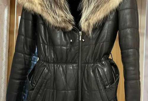 Куртка кожаная женская зимняя