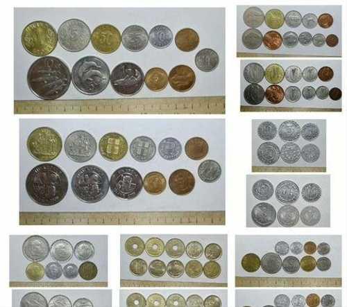 Наборы иностранных монет в ассортименте