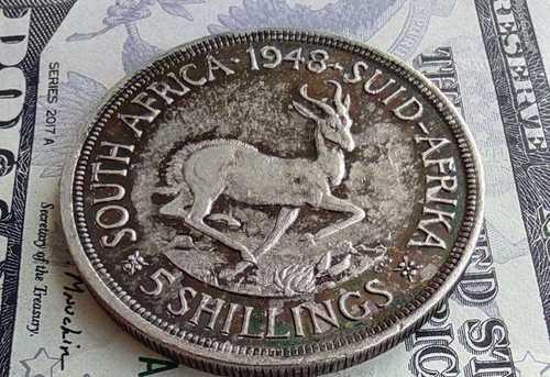 Южная Африка 5 шиллинг 1948 серебро георг VI видео