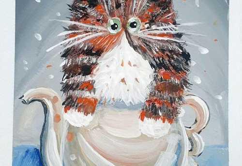 Картина" кот в чайнике"