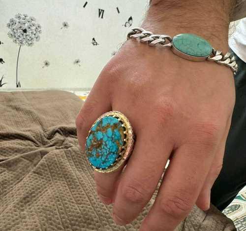 Перстень иранский с натуральной бирюзой