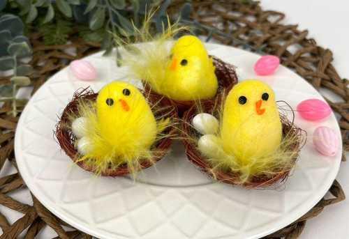 Цыпленок с яйцом в гнезде, Пасхальный декор, разме
