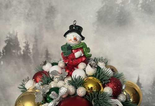 Новогодняя композиция ‘‘снеговик‘‘ в пиале