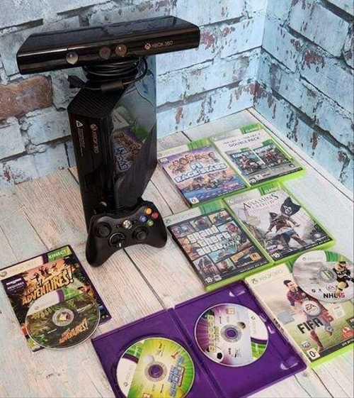 Xbox 360 + 11 лицензионных дисков kinetic