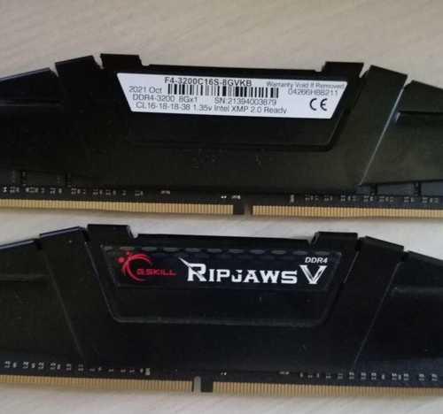 Оперативная память 16GB G.Skill ripjaws V 3200MHz