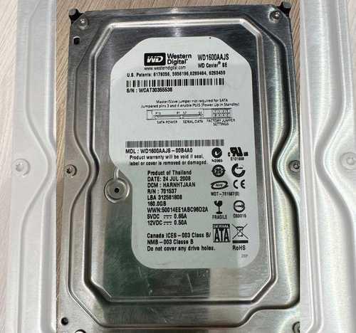 Western WD1600aajs 160GB Внутренний жесткий диск