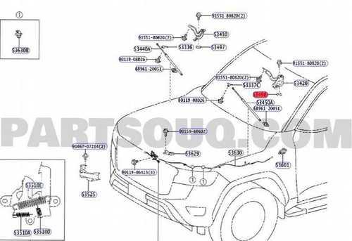 Toyota Land Cruiser 300 трос замка капота