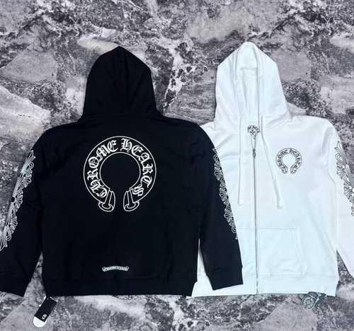 Зип худи Chrome Hearts белое, чёрное (Арт.98345)