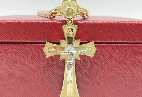 Православный крест из золота Николай чудотворец