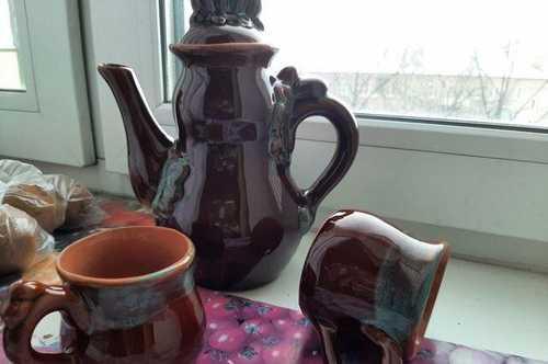 Чайник и 2кружки керамика