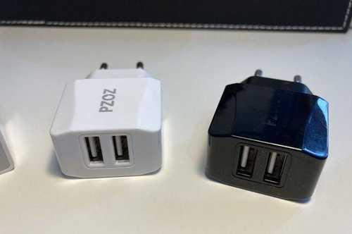 Зарядка 2хUSB и кабели Lightning/micro USB