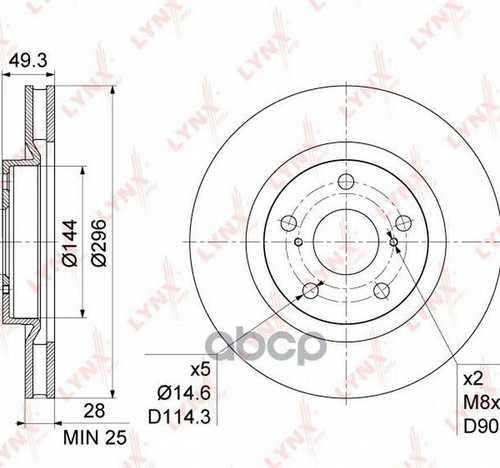 Диск торм. передний Toyota RAV4 2.0/2.2D 06