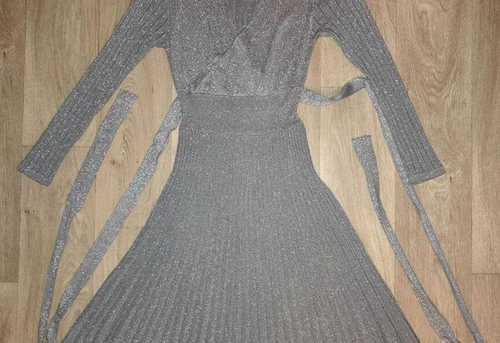 Вечернее платье серебристое 46 размер