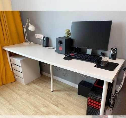 Стол IKEA Linnmon с ножками Adils 200x60x75