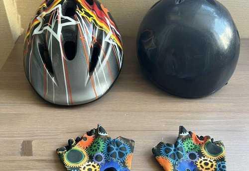 Шлем детский велосипедный перчатки детские вело