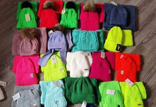 Зимние комплекты шапка + снуд для девочек