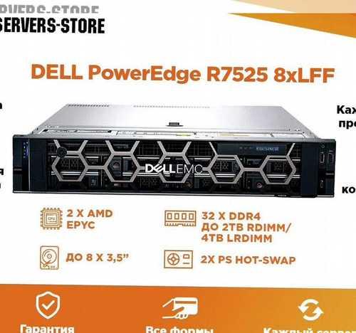 Сервер dell PowerEdge R7525 8xLFF