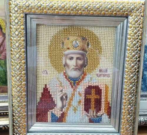 Икона Николай чудотворец бисер
